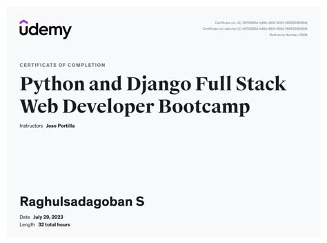 Raghul Sadagoban On Linkedin Completed A Course On Python Full Stack Devolopment 😊