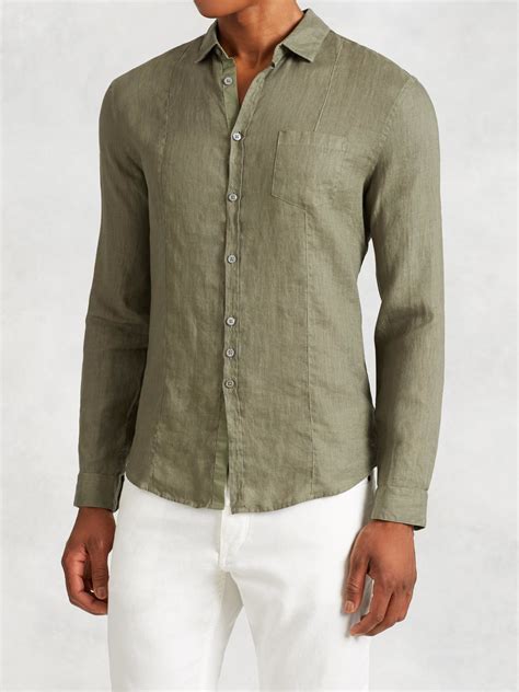 John Varvatos Linen Shirt In Green For Men Lyst