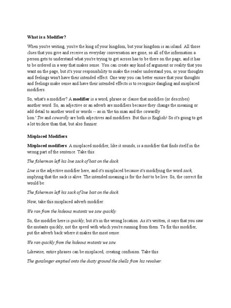 Modifier Pdf Adverb Sentence Linguistics