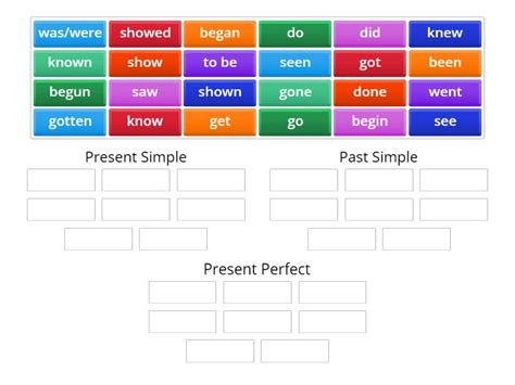 Irregular Verbs 3 Forms Sort Group Sort