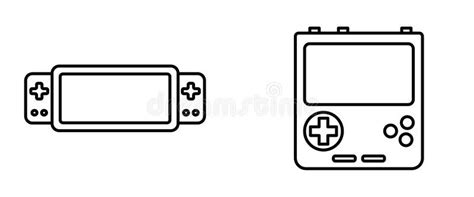 Portable Handheld Retro Gaming Console Outline Icon Object Isolated On White Background Stock