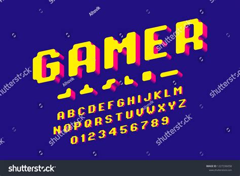 Gamer Font D Stylized Pixel Style Stock Vector Royalty Free