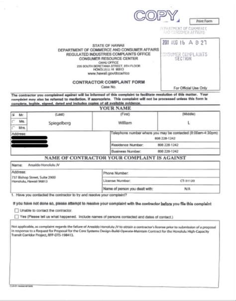 Complaint Against Ansaldo Honolulu Pdf
