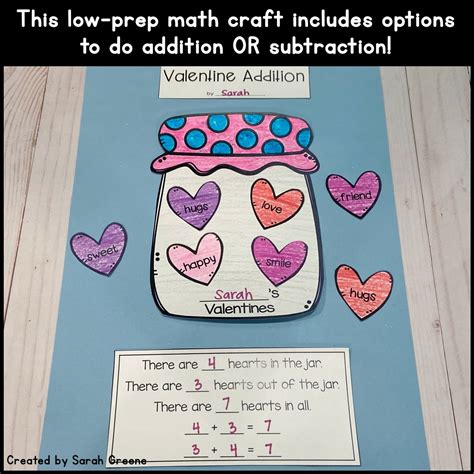 Valentines Day Addition Or Subtraction Math Craft Made By Teachers