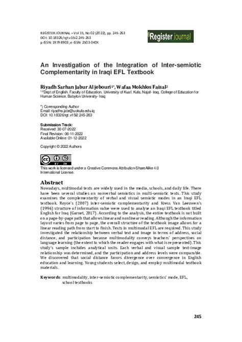 Pdf An Investigation Of The Integration Of Inter Semiotic