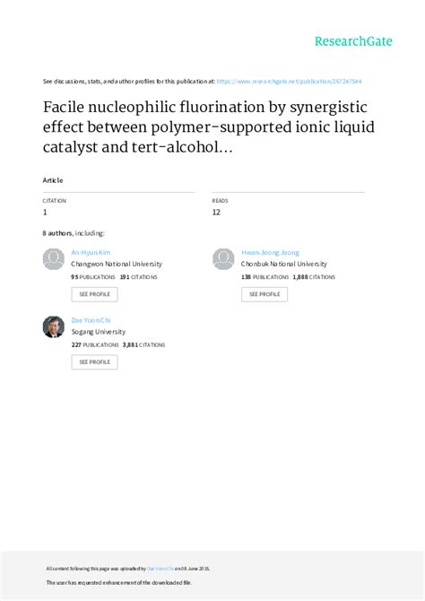 Pdf Facile Nucleophilic Fluorination By Synergistic Effect Between