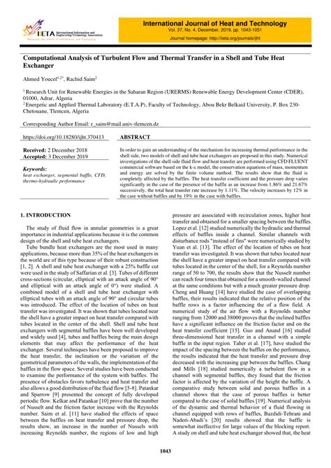pdf computational analysis of turbulent flow and thermal transfer in