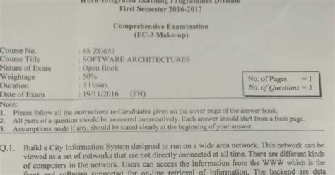 coding tech life software architectures comprehensive examination