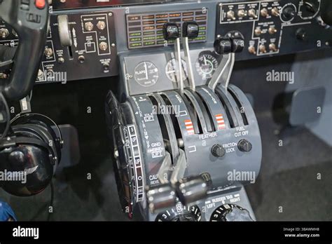 Cockpit Of Airplane Aeroplane Plane Flight Instruments Throttle
