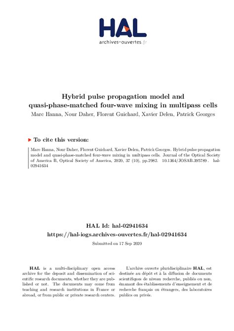 Pdf Hybrid Pulse Propagation Model And Quasi Phase Matched Four Wave