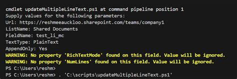 Updating Multiline Text Field Properties In Sharepoint Using Powershell