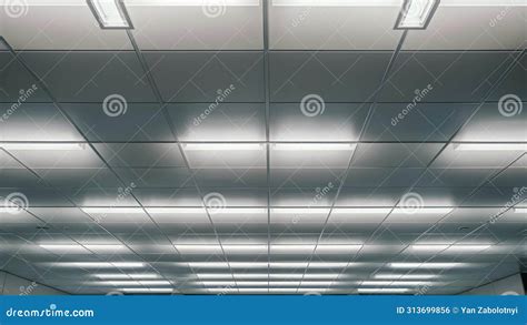 Modern Office Ceiling With White Acoustic Gypsum Plasterboard And