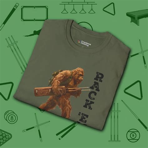 Bigfoot Rack Em Sasquatch Pool Player T Shirt Crossbank Clothing