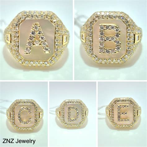 Diamond Initial Pinky Ring 14k Yellow Gold Znz Jewelry Affordagold