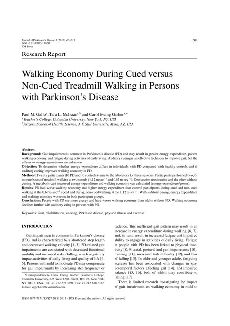 Pdf Walking Economy During Cued Versus Non Cued Treadmill Walking In