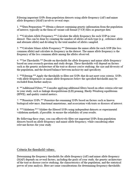 Filtering Important Snps Pdf Single Nucleotide Polymorphism Allele