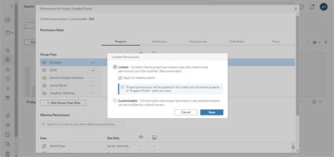 Tableau Server Applying Permission Rules To A Project And Its
