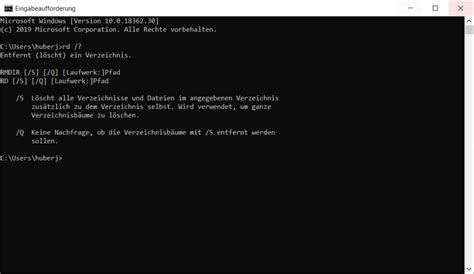 Mit RD ein Verzeichnis löschen Parameter itnator net
