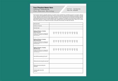 Fear Exposure Recording Worksheet Pdf Therapybypro