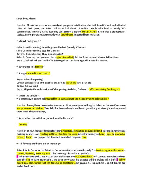 Aztec Script Role Play Pdf Hernán Cortés Aztec