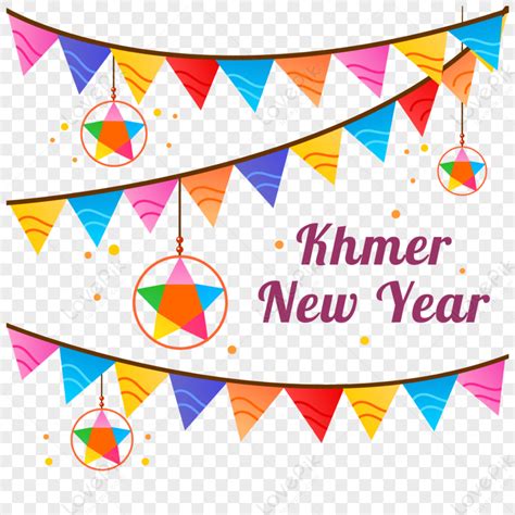 Beautiful Cambodian Khmer New Years Colorful Flags And Lanterns Colored Flags Pentagonal Lantern