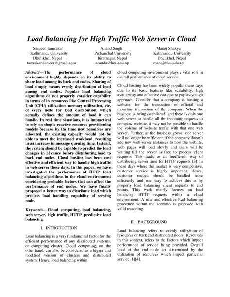 pdf load balancing for high traffic web in cloud