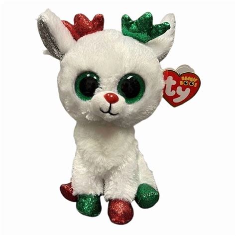 Ty Beanie Boos T37383 Snowdrop The Big Eyes Christmas Reindeer With Big