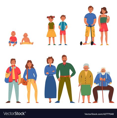 Generations Icons Set Royalty Free Vector Image