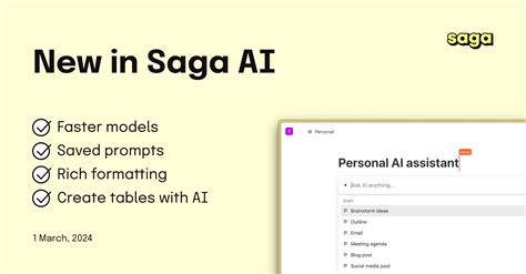 saga ai better models saved prompts and ai tables saga updates
