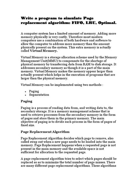 Page Replacement Algo Pdf Computer Data Storage Computer Hardware