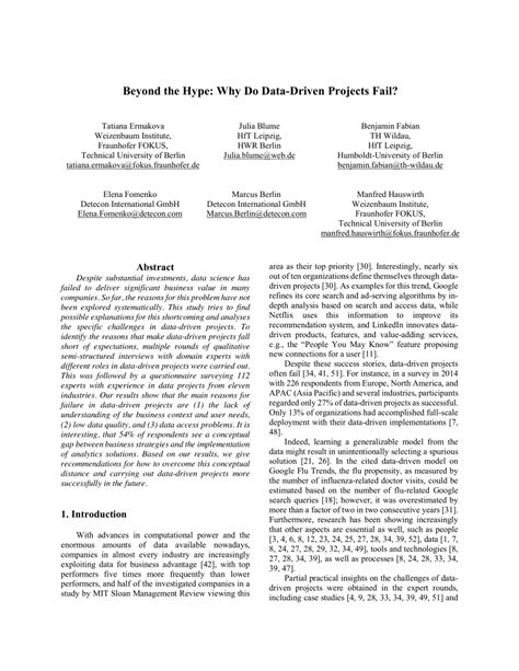 Pdf Beyond The Hype Why Do Data Driven Projects Fail