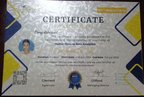 Ak Saranya On Linkedin I Completed Intenship On Data Analytics