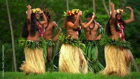 Group Of Beautiful Young Synchronized Polynesian Male And Female