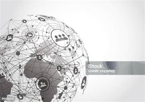 글로벌 네트워크 연결입니다 세계 지도 포인트와 라인 구성의 개념은 글로벌 비즈니스 벡터 일러스트 레이 션 3차원 형태에 대한