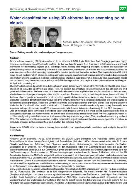 Pdf Water Classification Using 3d Airborne Laser Scanning Point Clouds