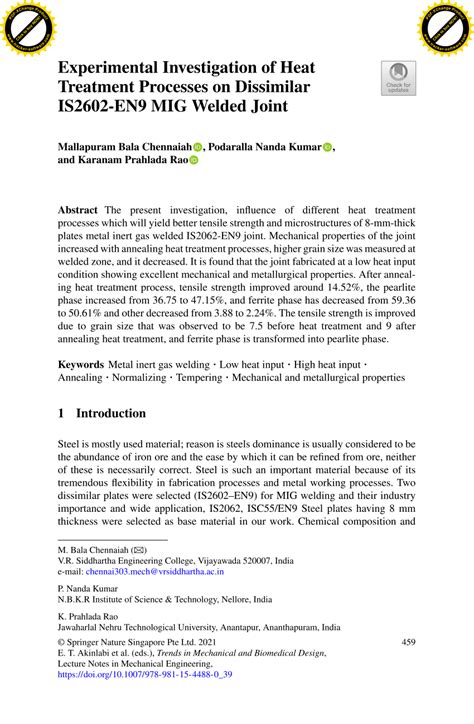 Pdf Experimental Investigation Of Heat Treatment Processes On Dissimilar Is2602 En9 Mig Welded