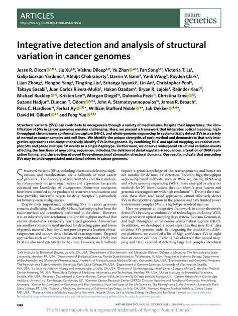 Integrative Detection And Analysis Of Structural Variation In Cancer