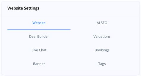 Website Settings Usage Guide Documentation MotorDesk Help