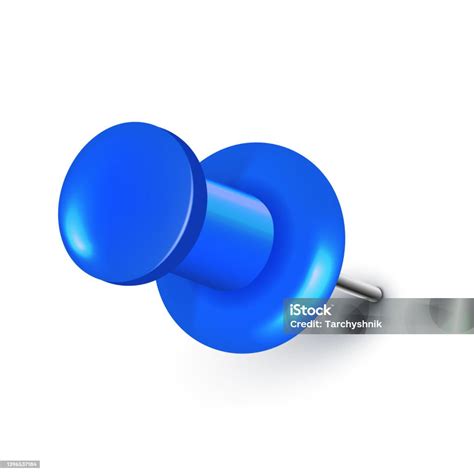 사실적인 파란색 푸시 핀 흰색 배경에 고립 된 보드 압정 바늘이있는 플라스틱 푸시핀 벡터 일러스트레이션 개체 그룹에 대한 스톡 벡터 아트 및 기타 이미지 Istock