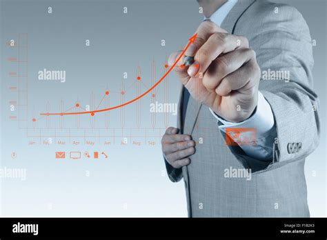 Businessman Hand Drawing Virtual Chart Business On Touch Screen Computer Stock Photo Alamy