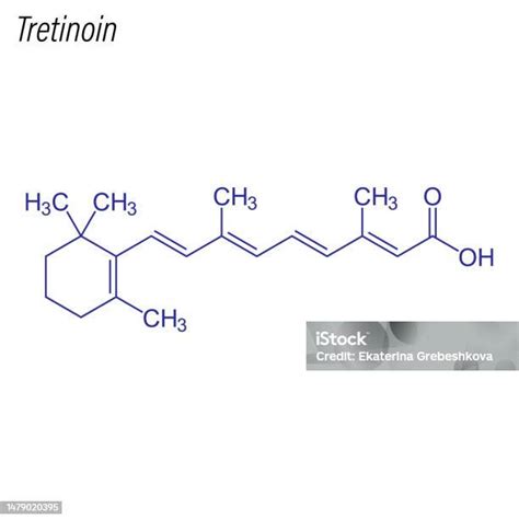 Vector Skeletal Formula Of Tretinoin Drug Chemical Molecule Stock