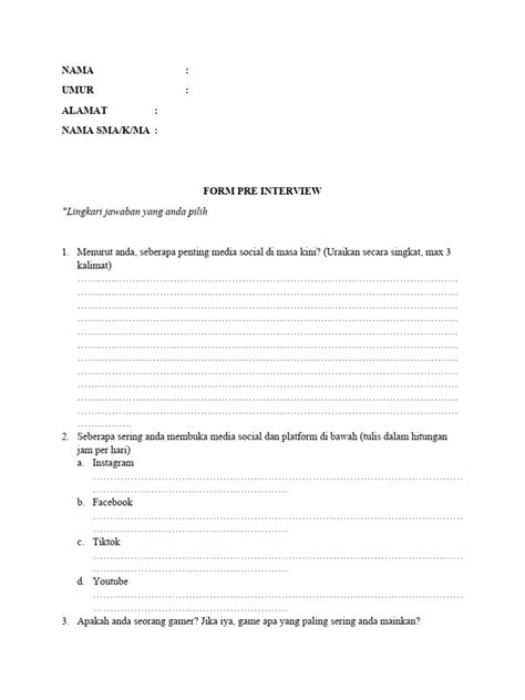 Form Pre Interview Pdf