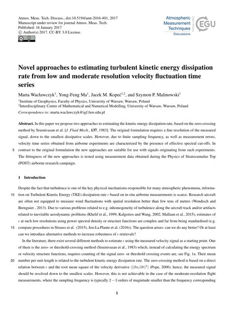 Pdf Novel Approaches To Estimating Turbulent Kinetic Energy Dissipation Rate From Low And