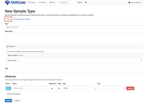 seek4science docs seek user guide create samples type