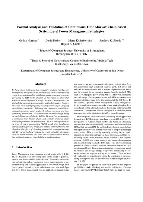 Pdf Formal Analysis And Validation Of Continuous Time Markov Chain