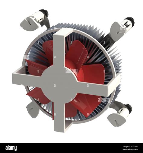 Cpu Cooler Assembly 3d Illustration Isolated On White Background Stock