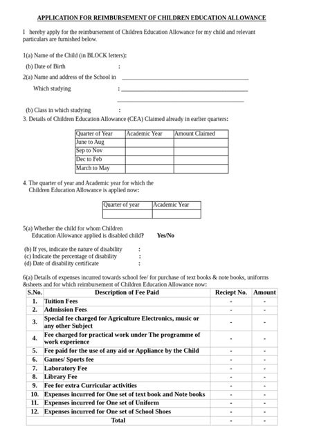 Cea Application Form Pdf Payments