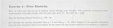 Solved Exercise Price ElasticityHere We Will Review Chegg Com