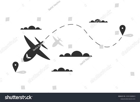 Plane Flight Trace Between Marker Pins Stock Vector Royalty Free Shutterstock