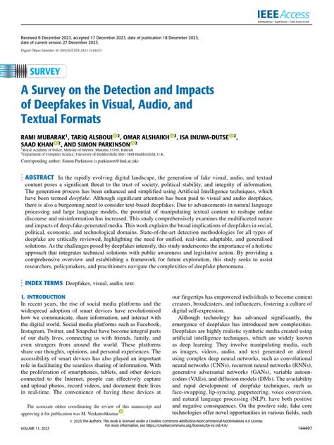 A Survey On The Detection And Impacts Of Deepfakes In Visual Audio And Textual Formats Pdf
